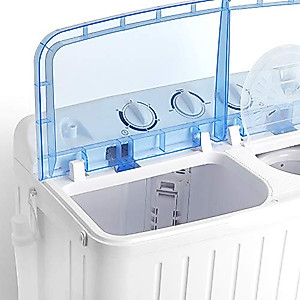 SUPER DEAL Portable Washer Mini Twin Tub Washing Machine 17.6 lbs w/78.8'' Inlet Hose, Gravity Drain Pump, For Camping, Apartments, Dorms, College Rooms, RV's, Delicates and more