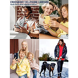 BFSD·DM Universal Cell Phone Lanyard,Crossbody Lanyard with Adjustable Nylon Neck Strap,Compatible with Every Mobile Phone(Black)