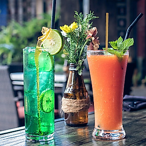 Cabilock Stainless Straw 6Pcs Spoon Straws Cocktail Stirring Spoon with 2Pcs Cleaning Brushes Stainless Steel Mixing Spoon Drink Stir Spoons for Cocktail Coffee Beverage Mixing Spoons