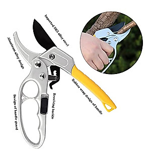 Pruning Scissors Garden Plant Clippers,Bonsai Trimming Rose Pruners Hand Tool Work 3 Times Easier,for Weak Hands, Gardening Gift for Any Occasion,Reinforced Design Handle Garden Shears