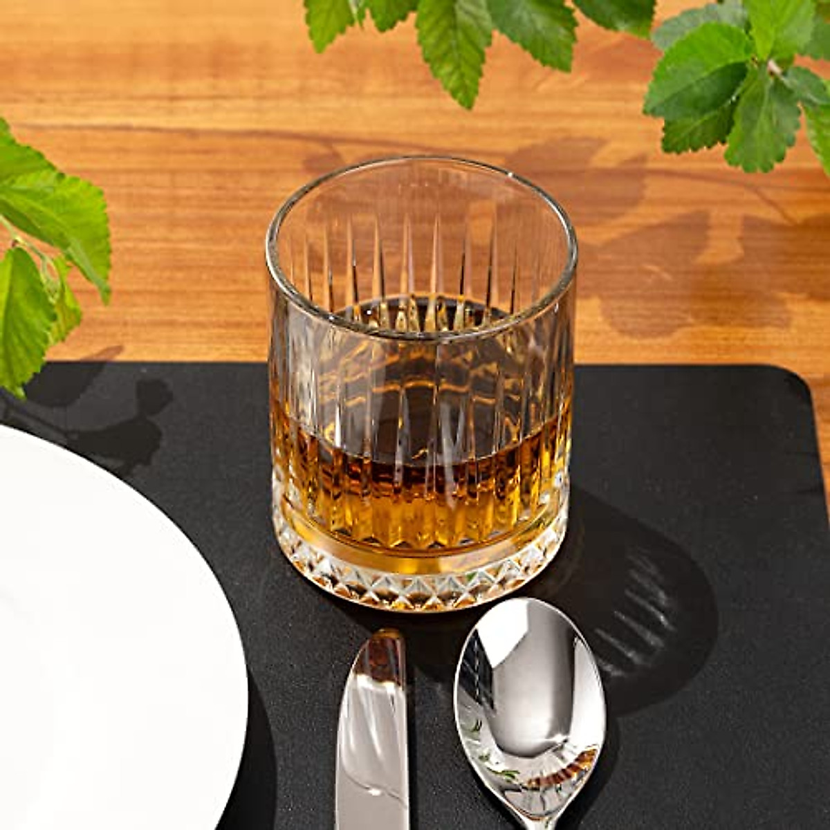 Restaurantware Elysia 12 Ounce Whiskey Glasses 12 Cut Rocks Glasses - Lead-Free Weighted Base Clear Glass Tumblers Dishwasher-Safe For Scotch Bourbon And Cocktails