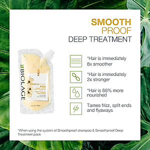 Biolage Smooth Proof Deep Treatment Pack | Multi-Use Hair Mask Controls Frizz | With Camellia & Castor Oil | Vegan & Paraben-Free | For Frizzy Hair | 3.4 Fl. Oz