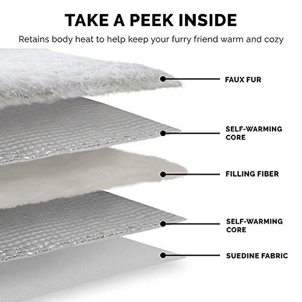 Furhaven Self-Warming Cat Bed for Indoor Cats, 4-Beds-in-1 & Washable - Plush Long Faux Fur Convertible Cuddler - Gray, Large, 35.5"L x 30.0"W x 0.5"Th