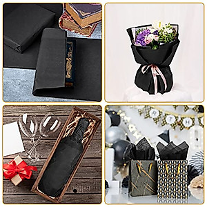 Custry 60 Sheets Black Tissue Paper Gift Wrap Paper Bulk for Graduation, Birthday Party,Arts Crafts,DIY,Halloween(14 x 20 Inch)