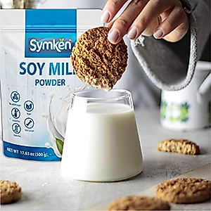 SYMKEN Sugar-free Soy Milk Powder 17.6 Oz (500g) | Vegan | High in Protein | Gluten free | Lactose free | Non-GMO | Plant-based | Non-Dairy | Added with Vitamins, Minerals, and Antioxidants