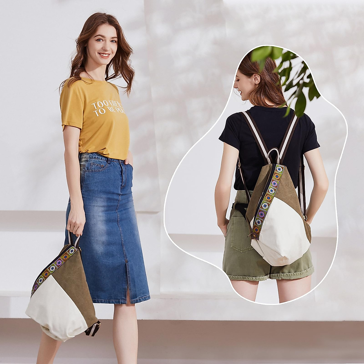 MAZEXY Heavey Duty Women Backpack Canvas Shoulder Bag Anti-theft Rucksack Fashion Backpack