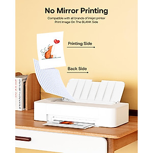 Hiipoo Heat Transfer Paper for T Shirts 25 Sheets, 8.5"x11" Printable Heat Transfer Vinyl for Inkjet Printer Iron on Transfers for Dark Fabric