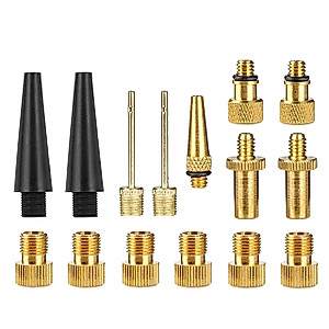 ZKSM 15Pcs Bicycle Value Adapter Copper Bike Pump Adapter with Lightweight and Portable DV AV SV Valve Converter for Compressor Bicycle Tire Inflator Pump Air Ball