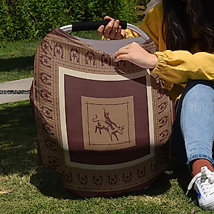 Western Cowboy Baby Car Seat Covers, Nursing Cover Breastfeeding Scarf/Shawl, Infant Carseat Canopy, Stretchy Soft Breathable Multi-use Cover Ups, Horseshoe Pentagram Brown