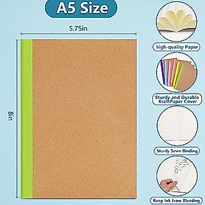 6 Pack Composition Notebooks Bulk, Travel Journal Notebooks Kraft Cover with Rainbow Spines, 120 Pages College Ruled Lined Paper for Kids Women, Notepad for School Office Supplies A5 (8in x 5.75in)