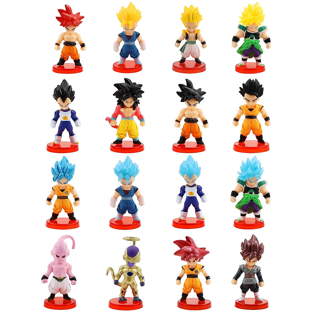 HONGFENG 16 Pack DBZ Anime Cartoon Cake Toppers,3" Goku Figures Cake Toppers Set.