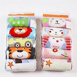 Alsmiley Baby Boy 5-Pack Newborn to Toddler Cartoon Cotton Long Footed Pants Gift Set 9-12 Monthes