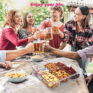 Divided Serving Tray with Lid & Handle, BPA-free Food Storage Container, Snack Box, 6 Compartment Snack Containers, Fruit Storage Containers for Fridge,Storage Organizer For Veggie,Fruit,Candy,Nuts