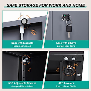 SISESOL Metal Storage Cabinet with 5 Adjustable Shelves,Garage Storage Cabinet with Lock,Metal Cabinets with Locking Doors,71" Lockable Tool Cabinets for Home,Office,Shop,Garage