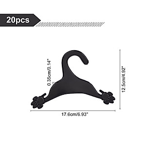 AHANDMAKER 20 Packs Pet Apparel Hangers, Black Pet Clothes Hangers Cute Plastic Flexible Strong Paw Print for Dog Cat Pet Toddler Small Coat Hanger