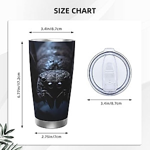 EKPRAVDKTF Black Spider 20oz Insulated Stainless Steel Tumbler With Lids And Straws, Double Wall Vacuum Travel Coffee Mug, Thermal Cup For Cold & Hot Drinks, Reusable Metal Straw & Brush
