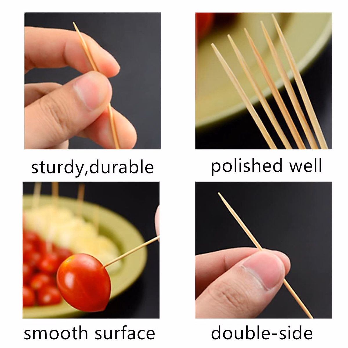 XAJH Bamboo Wood Toothpicks 3600 PCS, Double-Side Point, Round Wooden Tooth Picks with Box for Appetizer, Cocktail Olives, Cupcake Toppers, Cake Testing