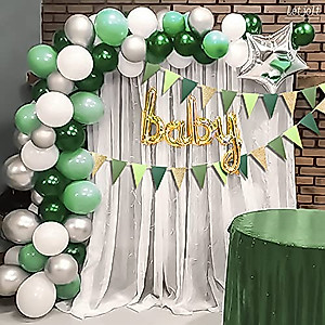 Gold Green Triangle Banner Decoration Greenery Party Supplies Bunting Signs for Birthday Nursery Classroom Anniversary Decoration Graduation Back to School Flags 15 pcs (Golden Green Atrovirens ) 10 Feet