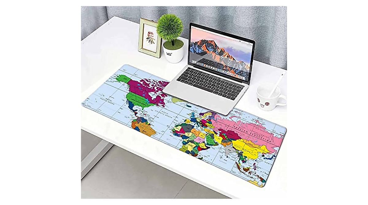 Large World Map Mouse Pad for Gaming & Office Use