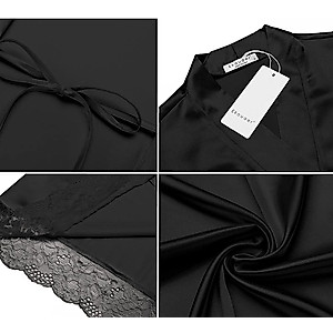 Ekouaer Satin Robes for Women Silk Kimono Bathrobe for Bride Long Bridesmaids Wedding Party Loungewear Sleepwear