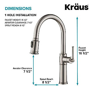 KRAUS Sellette Traditional Spot Free Stainless Steel Single Handle Pull-Down Kitchen Faucet with Deck Plate and Soap Dispenser, KPF-1682SFS-KSD-80SFS