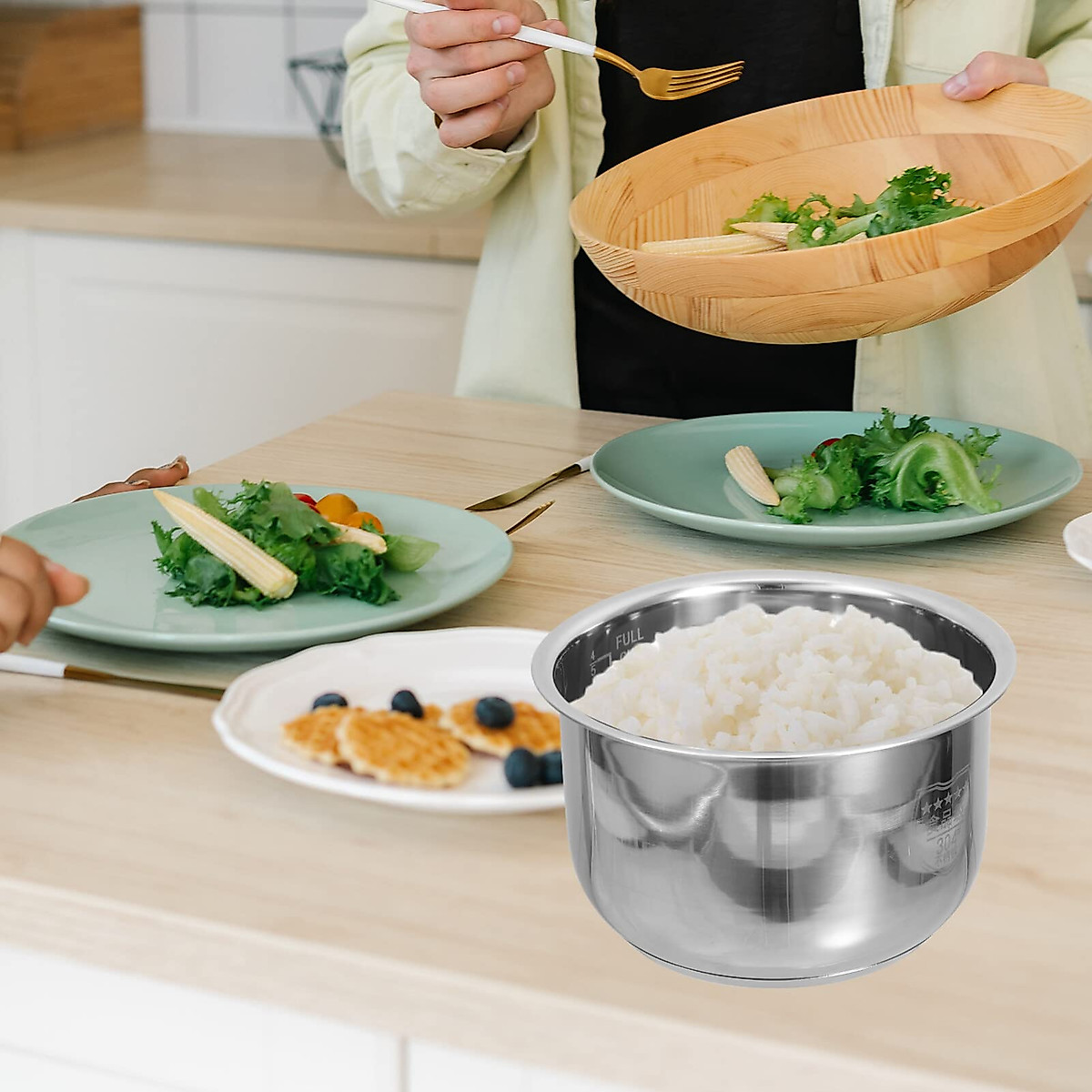 Uonlytech Rice cooker liner electric cooker inner pot rice cooker pot electric cooker liner pot power cooker inner rice cooker inner pot rice inner tank Stainless steel replace pots and pans