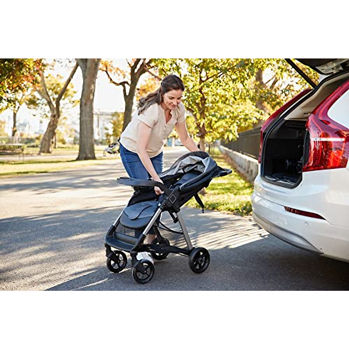 Safety 1st Smooth Ride QCM Travel System, Fast, 1-Hand Lift to fold, Dunes Edge