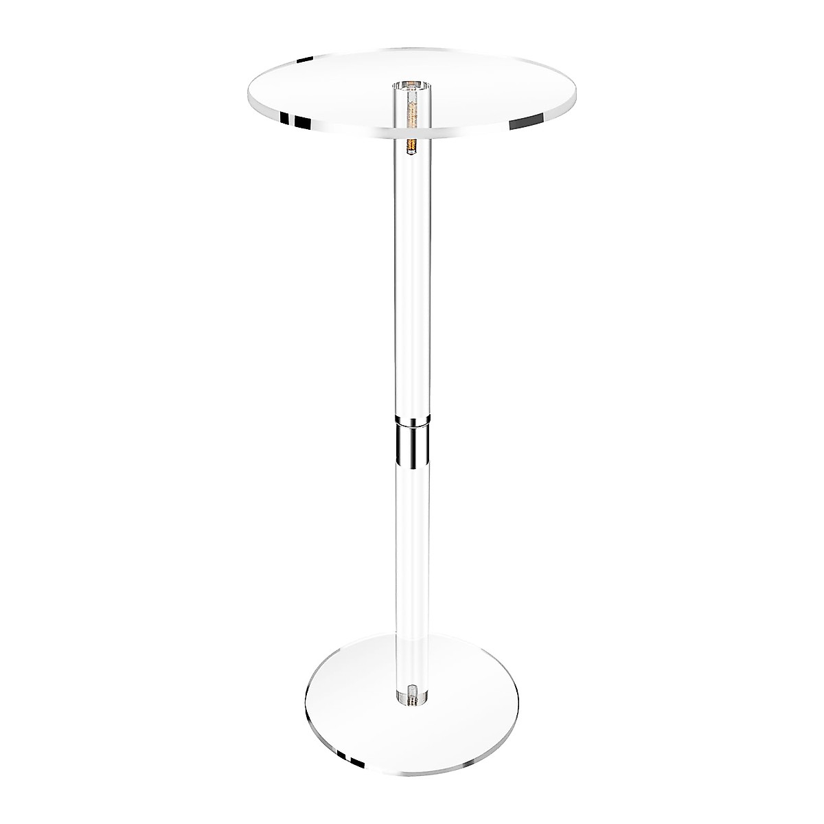 Cutora Acrylic Drink Table for Small Space 10" L x 10" W x 21.3" H Clear Side Table Round End Table Coffee Table Living Room Balcony Bedroom Bathroom Bar Easy Assembly