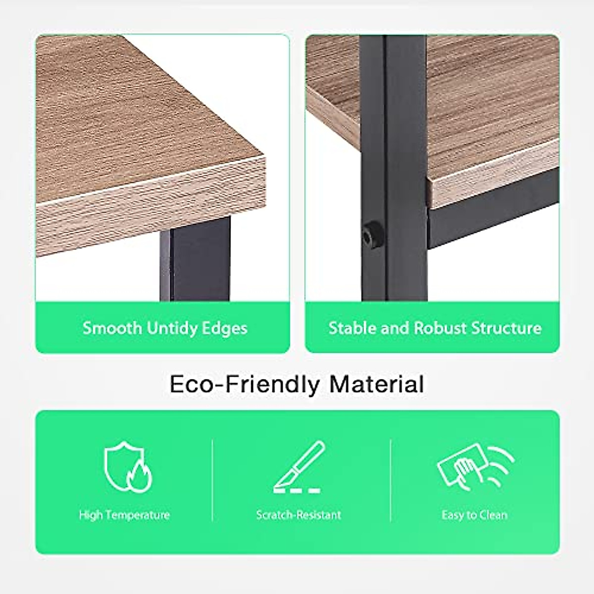 Coral Flower Metal Frame Coffee Table with Large Shelve Space, Light oak