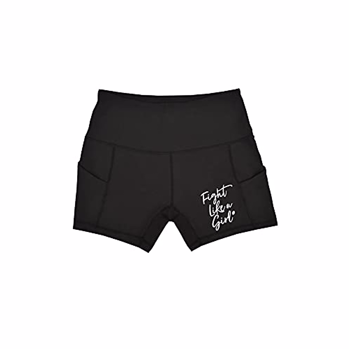 Fight Like a Girl Workout Shorts with Pockets High Waist Biker Yoga Running Volleyball Spandex for Women 5" - Black [S]
