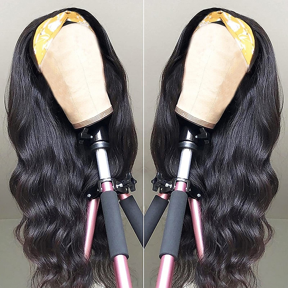 catti Body Wave Headband Wig Human Hair Headband Wigs for Black Women Brazilian Virgin Hair Wear and Go Glueless Wigs Human Hair Headband Wig 150% Density (18" Headband wigs)