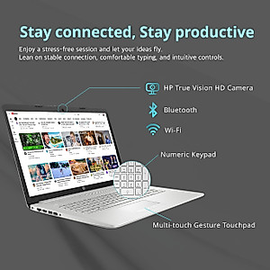 HP 2022 17.3" FHD Business Laptop, 11th Gen Intel Core i5-1135G7(Beats Intel i7-1065G7), 8GB RAM, 512GB PCIe SSD, Intel Iris X Graphics, Backlit Keyboard, Bluetooth, Win 10 Pro, Silver, 32GB USB Card