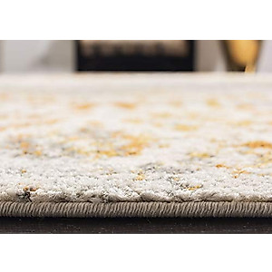 SAFAVIEH Madison Collection 6'7" x 9'2" Cream / Orange MAD608K Boho Chic Distressed Non-Shedding Living Room Bedroom Dining Home Office Area Rug