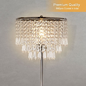 Crystal Floor Lamp, Triper-Layer Lampshade Crystal Floor Lamp for Bedroom Living Room, Modern Floor Lights with Foot Switch for Office, 66.92" Tall Pole Lamp, Elegant Chrome Finish, Bulb NOT Included