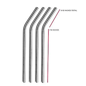 SipWell Extra Long Stainless Steel Drinking Straws Set of 4, Straws for 30 oz Tumbler and 20 0z Tumbler, Fits Simple Modern Tumbler | Fits all Yeti SIC Simple Modern Tumblers, Cleaning Brush Included.