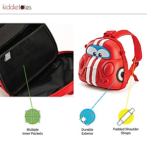Kiddietotes Car Backpack for Boys and Children – Three Color Options of Cars Backpack for Toddlers – Perfect for Daycare, Preschool, Kindergarten, and Elementary School