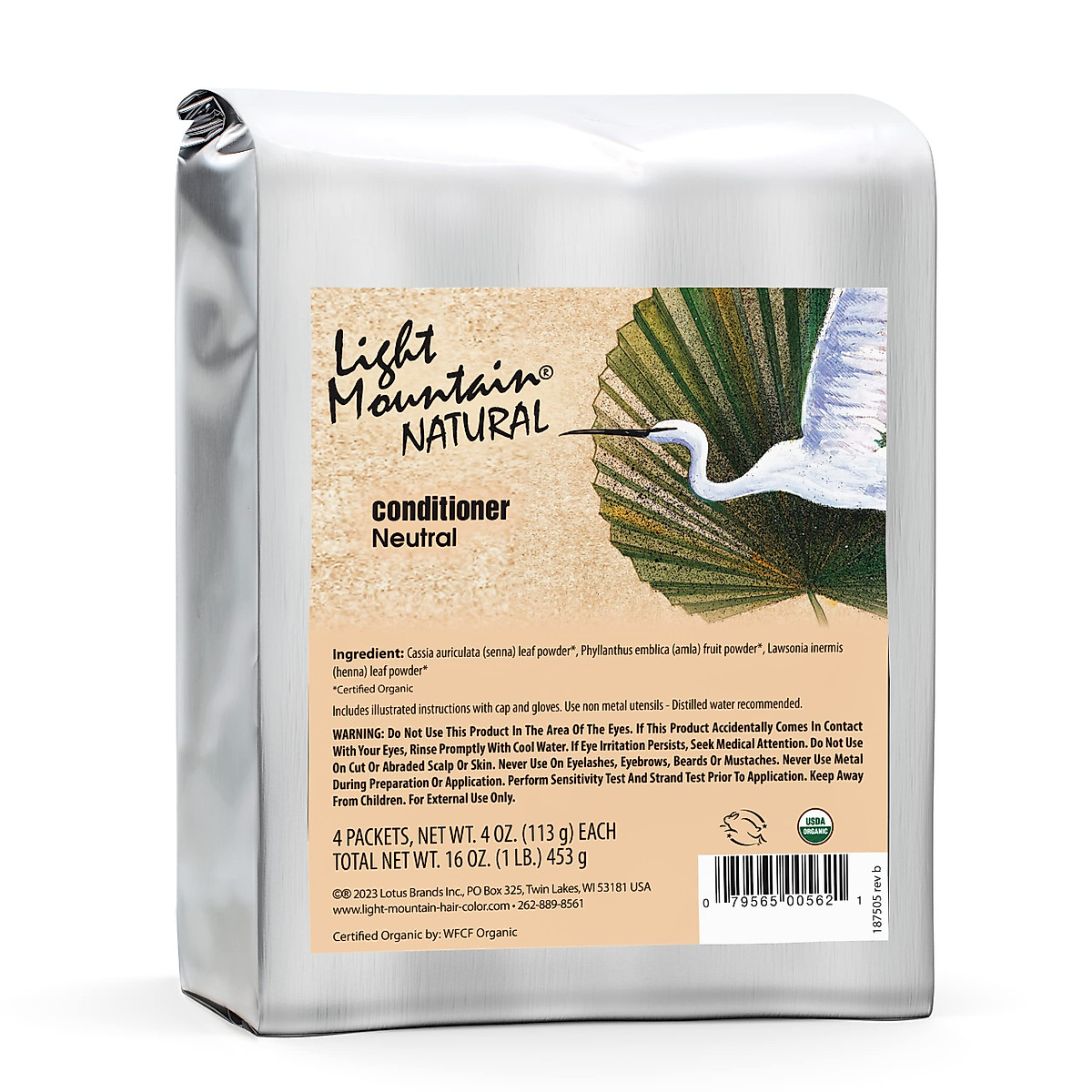 Light Mountain Henna Hair Color & Conditioner - Neutral Hair Dye for Men/Women with Conditioning Botanicals for Shiny Hair, 16 Oz