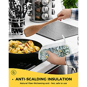 Pot Holders for Kitchen Watercolor Tropical Fruits Pineapple Leaf Set of 5 Potholders Heat Proof Non-Slip Oven Pot Holder Insulation Terry Cloth Hot Pad with Loop Rainforest Botanical