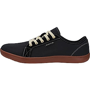 WHITIN Men's Extra Wide fit Casual Barefoot Sneakers Canvas Zero Drop Sole Size 12W Minimus Minimalist Laces Up Tennis Shoes Fashion Walking Lightweight Comfortable Black Gum 45