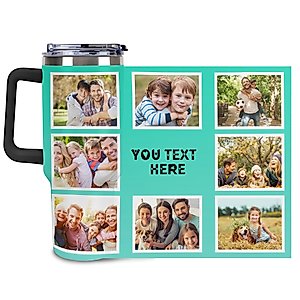 Artsadd Personalized 40oz Insulated Stainless Steel Tumbler with Photos and Text, Thermal Insulation, Spill-Proof Lid for Christmas or Any Occasion