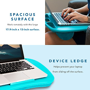 LAPGEAR MyDesk Lap Desk with Device Ledge and Phone Holder - Turquoise - Fits up to 15.6 Inch Laptops - Style No. 44449