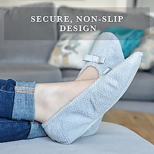 isotoner Women's Moisture Wicking and Suede Sole for Comfort Slipper, Periwinkle Chevron, 8-9