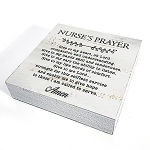 Nurse's Prayer Wood Box Sign Home Decor Rustic Nurse Wooden Box Sign Block Plaque for Wall Tabletop Desk Home Nurse Office Decoration 5" x 5"