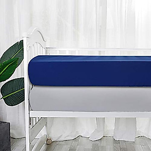 Crib Sheets, Crib Sheets for Boys | Baby Boy Crib Sheets | Microfiber Crib Fitted Sheet for Standard Crib and Toddler Mattress (Gray and Navy, 2 Pack)