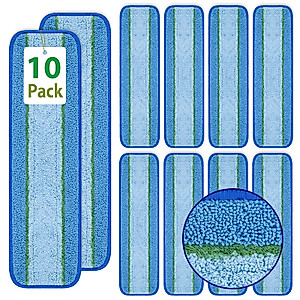 10 Pack Deep Cleaning Microfiber Pad for Bona Hardwood Mop,Rubbermaid Commercial,Swiffer Power Mop,Libman Freedom Mop and All Other 16''-18'' Spray Mop.Washable & Reusable Mop Pads for Floor Cleaning.