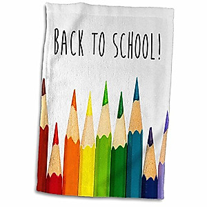 3D Rose Back to School Color Pencils Hand Towel, 15" x 22", Multicolor