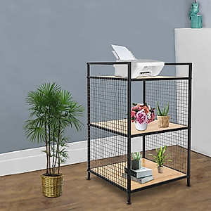 DCEHKR 3-Shelf Shelving Storage Metal and Wood Style Garage Shelving 3-Tier Wood Shelving Unit 21.3" x 21.3"x 34.6" Multi-Purpose Indoor Garage Storage Organizer Shelves
