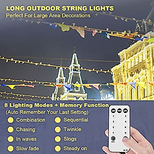 104ft 300 LED Halloween Outdoor String Lights with Remote, Waterproof Warm Yellow Plug in Fairy Light, 8 Modes Timer Twinkle Lighting for Bedroom Indoor Holiday Wedding Party Decoration