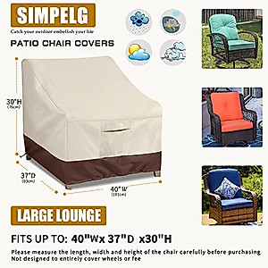 Simpelg Outdoor Chair Covers, Patio Furniture Covers Waterproof, 600D Heavy Duty Oxford Cloth Chair Covers for Outdoor Furniture, Lounge Deep Seat Cover/Lawn Outdoor Covers (1pack-Beige-large)