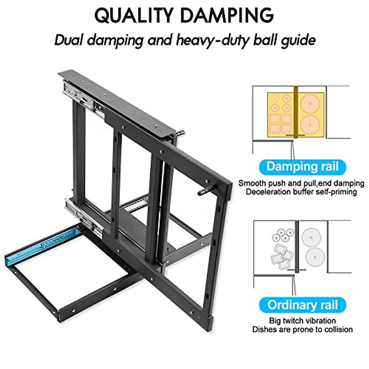 Blind Corner Cabinet Pull Out Organizer with 4-Shelf Glass Basket Corner Stainless Steel Damping Guide Rail Cabinet Storage Shelves Spice Rack for Installation on Left or Right Blind Corner Cabinet (